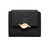 China Custom Logo PU Leather Folding Coin Purse with Zipper Closure Short Wallet 11x9.5cm for sale