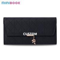 China Long Plaid Leaf Pendant Women's Tri-Fold PU Wallet Large Capacity 19.5cm Custom Logo for sale