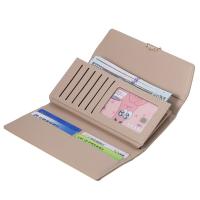 China Long Plaid Leaf Pendant Women's Tri-Fold PU Wallet Large Capacity 19.5cm Custom Logo for sale