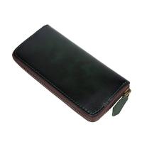 China Handmade Vintage Rub Color Gradient Japanese Long Zipper Genuine Leather Wallet for Men 19.5cm for sale
