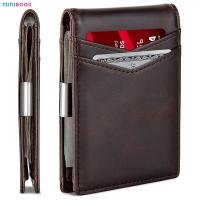 China Custom Front Pocket Bifold Wallet RFID Blocking Leather Money Clip Men 10 Card Capacity for sale