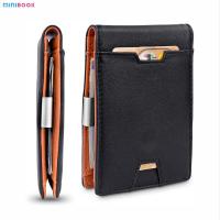 China GENUINE LEATHER Men Front Pocket Wallet with Bifold Money Clip and Solid Pattern Type for sale