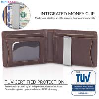 China GENUINE LEATHER Men Front Pocket Wallet with Bifold Money Clip and Solid Pattern Type for sale