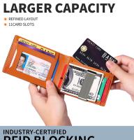 China Genuine Leather Bifold Wallet Custom Front Pocket Card Holder for Men 2023 Edition for sale