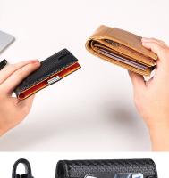 China Genuine Leather Bifold Wallet Custom Front Pocket Card Holder for Men 2023 Edition for sale