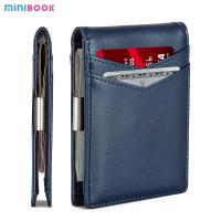 China Custom Bifold Slim Carbon Fiber Genuine Leather Money Clip Wallet for Men with RFID Protection for sale