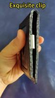 China Custom Bifold Slim Carbon Fiber Genuine Leather Money Clip Wallet for Men with RFID Protection for sale