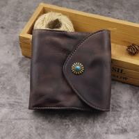China Three-Fold Vegetable Tanned Leather Men's Wallet Short Size 10cm Genuine Leather for sale