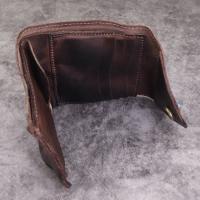 China Three-Fold Vegetable Tanned Leather Men's Wallet Short Size 10cm Genuine Leather for sale