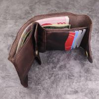 China Three-Fold Vegetable Tanned Leather Men's Wallet Short Size 10cm Genuine Leather for sale