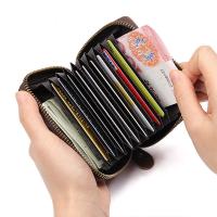 China Genuine Leather RFID Card Holder Multi Slot Retro Small Wallet for Men Women 11cm for sale