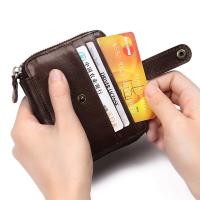 China Genuine Leather RFID Card Holder Multi Slot Retro Small Wallet for Men Women 11cm for sale
