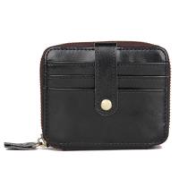China Genuine Leather RFID Card Holder Multi Slot Retro Small Wallet for Men Women 11cm for sale