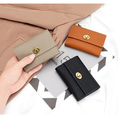 China Genuine Leather Short Card Holder Business Card Case Multifunctional Coin Purse 14cm x 11cm for sale