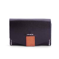 China Vegetable Tanned Leather Short ID Card Holder Cowhide Change Coin Open Closure 9.7x6.3cm for sale