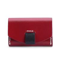 China Vegetable Tanned Leather Short ID Card Holder Cowhide Change Coin Open Closure 9.7x6.3cm for sale
