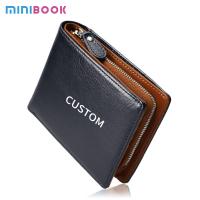 China Genuine Leather Bifold Card Holder Wallet with Zipper for Women 12.7cm x 9.7cm for sale