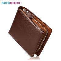 China Genuine Leather Bifold Card Holder Wallet with Zipper for Women 12.7cm x 9.7cm for sale