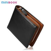 China Genuine Leather Bifold Card Holder Wallet with Zipper for Women 12.7cm x 9.7cm for sale
