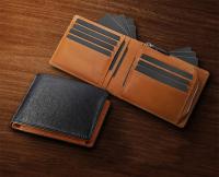 China Genuine Leather Bifold Card Holder Wallet with Zipper for Women 12.7cm x 9.7cm for sale