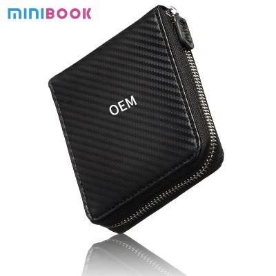 China RFID Blocking Multi-Card Pocket Men's Wallet Genuine Cow Leather Zipper Closure 12.5x10cm for sale