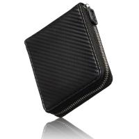 China RFID Blocking Multi-Card Pocket Men's Wallet Genuine Cow Leather Zipper Closure 12.5x10cm for sale