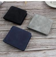 China Ultrathin Vintage PU Leather Men Wallet Short Anti-Theft Wallet 10.7cm x 9.7cm for sale