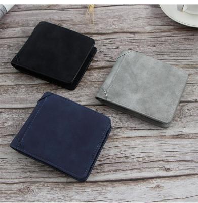 China Ultrathin Vintage PU Leather Men Wallet Short Anti-Theft Wallet 10.7cm x 9.7cm for sale