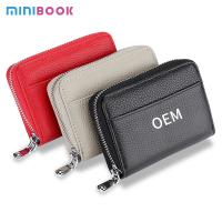 China Genuine Leather RFID Blocking Credit Card Wallet Short Size 11.7cm for Women Men for sale