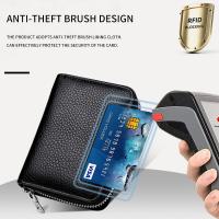 China Genuine Leather RFID Blocking Credit Card Wallet Short Size 11.7cm for Women Men for sale
