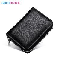 China Genuine Leather RFID Blocking Credit Card Wallet Short Size 11.7cm for Women Men for sale