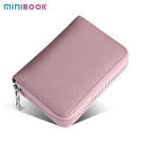 China Genuine Leather RFID Blocking Credit Card Wallet Short Size 11.7cm for Women Men for sale