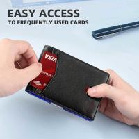 China Anti-RFID Slim Metal Money Clip Wallet Genuine Leather Designer Unisex 8 Card Capacity for sale