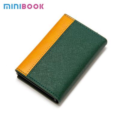 China Custom Logo Genuine Leather Credit Card Holder RFID Blocking Banknote Compartment 10x7cm for sale