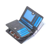 China Men's RFID Blocking Leather Wallet with Zipper Credit Card Holder 12cm x 9cm for sale