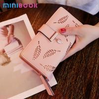 China Women PU Leather Long Wallet Hollow Out Leaf Design Fashion Anti Theft Bag 18.6cm for sale