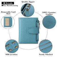 China Genuine Leather Women Wallet Short Anti-Theft RFID Blocking Card Holder Custom Logo OEM 13cm for sale