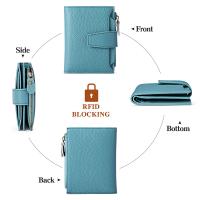 China Genuine Leather Women Wallet Short Anti-Theft RFID Blocking Card Holder Custom Logo OEM 13cm for sale