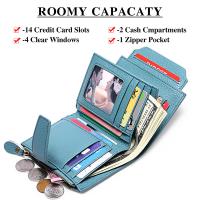 China Genuine Leather Women Wallet Short Anti-Theft RFID Blocking Card Holder Custom Logo OEM 13cm for sale