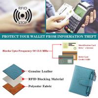 China Genuine Leather Women Wallet Short Anti-Theft RFID Blocking Card Holder Custom Logo OEM 13cm for sale