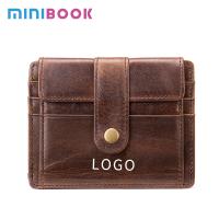 China Customizable Men's Genuine Leather Card Holder Wallet Anti-Theft 11.3cm x 9cm for sale
