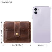China Customizable Men's Genuine Leather Card Holder Wallet Anti-Theft 11.3cm x 9cm for sale