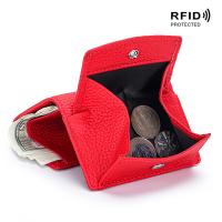 China Genuine Leather Short Wallet for Women Anti-Theft RFID Blocking Large Capacity 12 Card Slots for sale