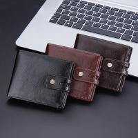 China Vintage PU Leather Men's Short Wallet Multi Card Buckle Business Pocket Anti-Theft 12cm for sale