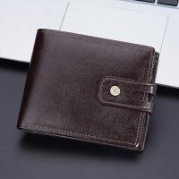China Vintage PU Leather Men's Short Wallet Multi Card Buckle Business Pocket Anti-Theft 12cm for sale