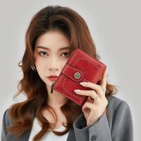 China RFID Blocking Women's Leather Wallet Small Bifold Design Custom Logo 14.7cm for sale