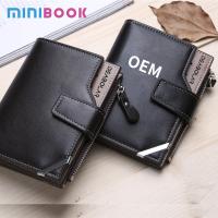 China Men's Anti-Theft Short Wallet with Zipper Multi-Card PU Leather Custom Logo 12.5cm for sale