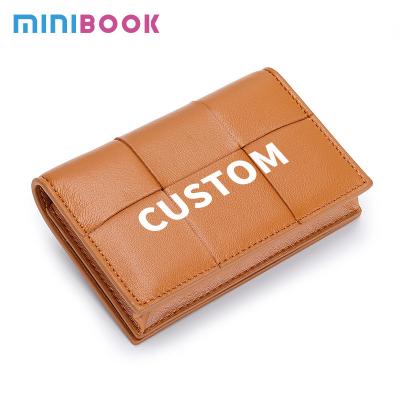 China Genuine Sheepskin Leather Braided Mini Purse Credit Card Holder for Women 12.5cm x 8cm for sale