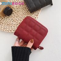 China Small Plaid PU Leather Card Holder Wallet Zipper Clutch Coin Purse for Women 11cm x 10cm for sale