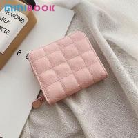 China Small Plaid PU Leather Card Holder Wallet Zipper Clutch Coin Purse for Women 11cm x 10cm for sale